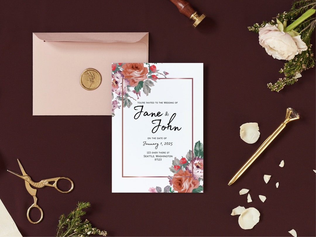 Wedding Invitation Template - Digital Download Only - Etsy