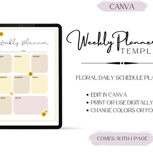 Daisy - Sunflower - Digital Daily Planner Template - Canva - Digital ...