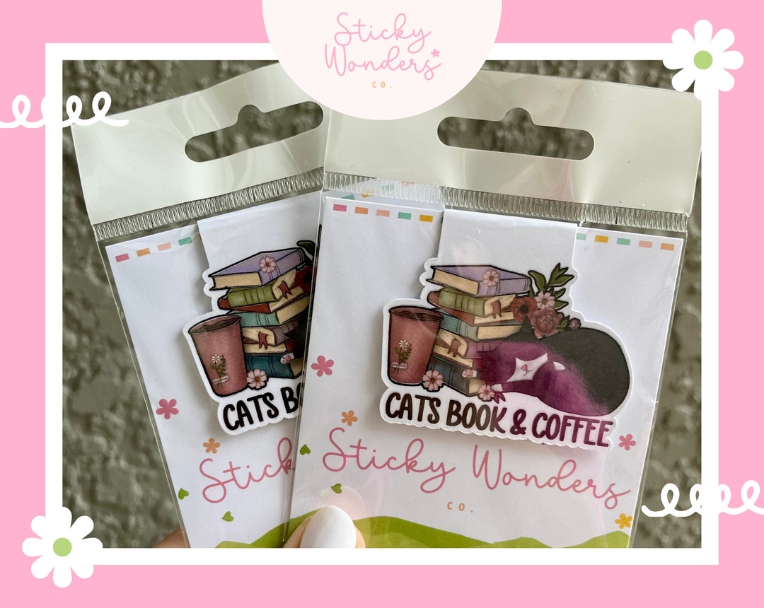 Cats, Books and Coffee, Magnetic Bookmark, Trendy Bookmark, Cute ...