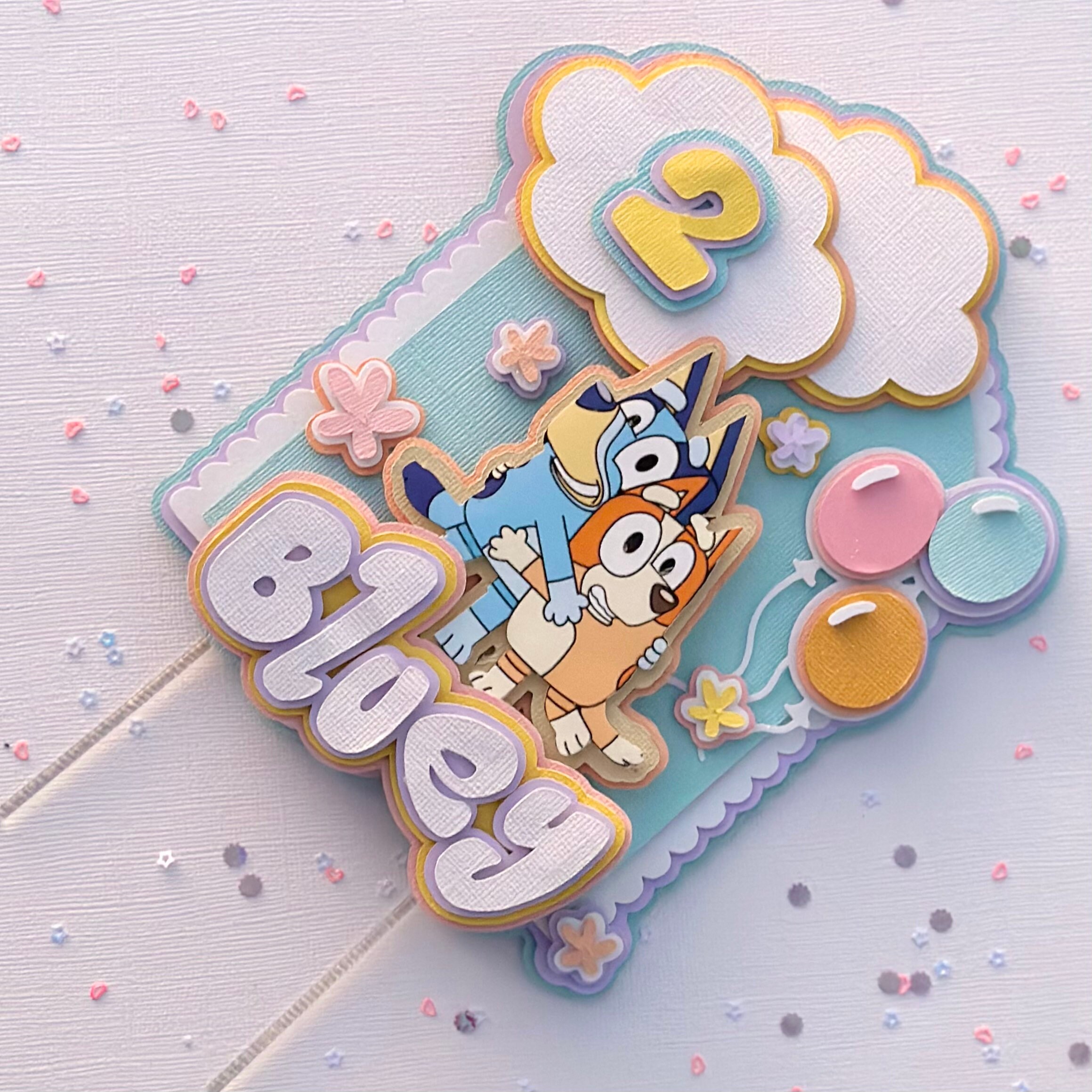 Bluey Theme Cake Topper Bluey and Bingo 3d Bluey Topper for - Etsy