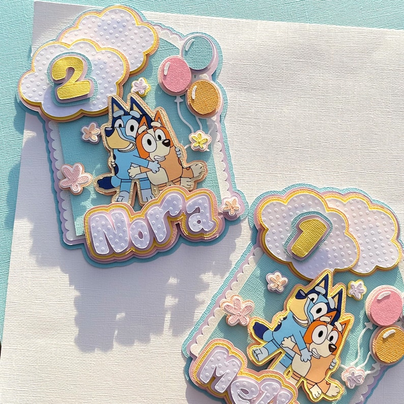 Bluey Theme Cake Topper Bluey y bingo topper Bluey 3d para - Etsy México