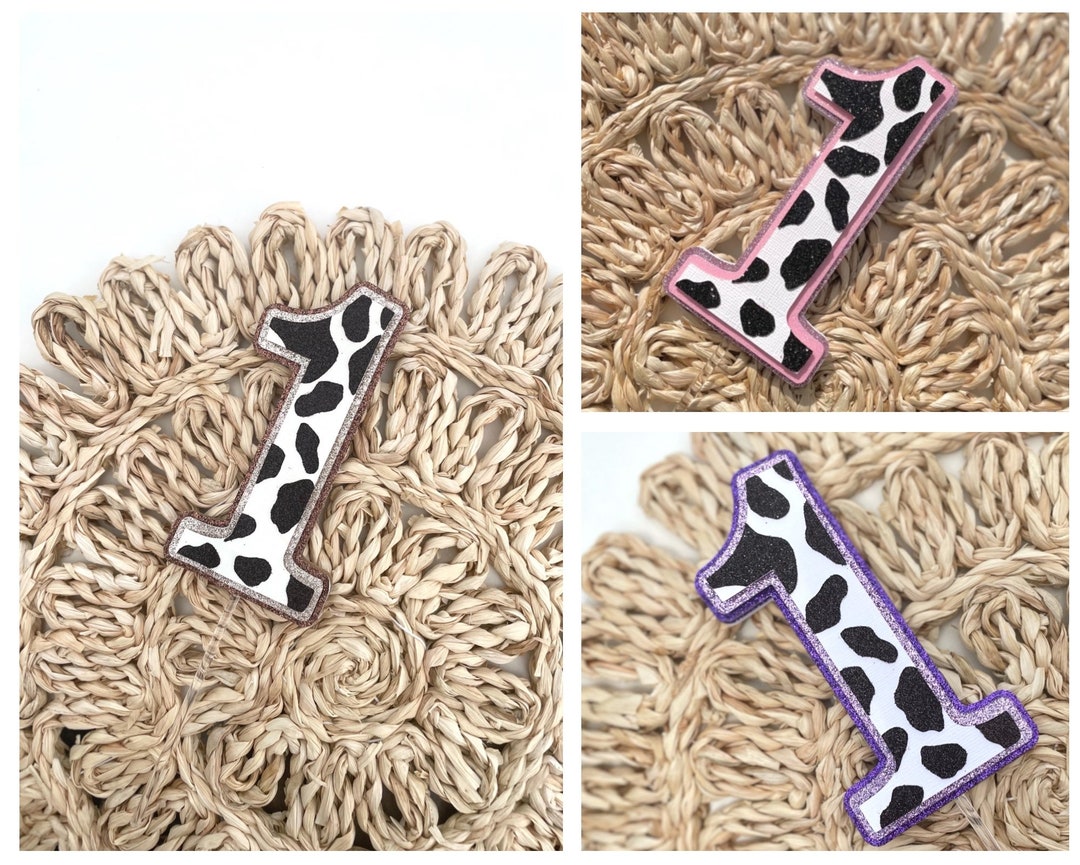 Custom 3d Number One Cow Print Cake Topper for Birthday, Color of ...
