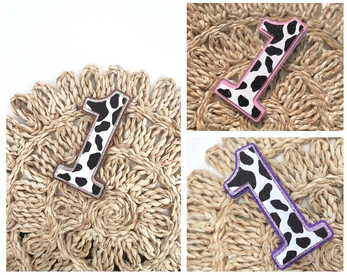 Custom 3d Number One Cow Print Cake Topper for Birthday, Color of ...