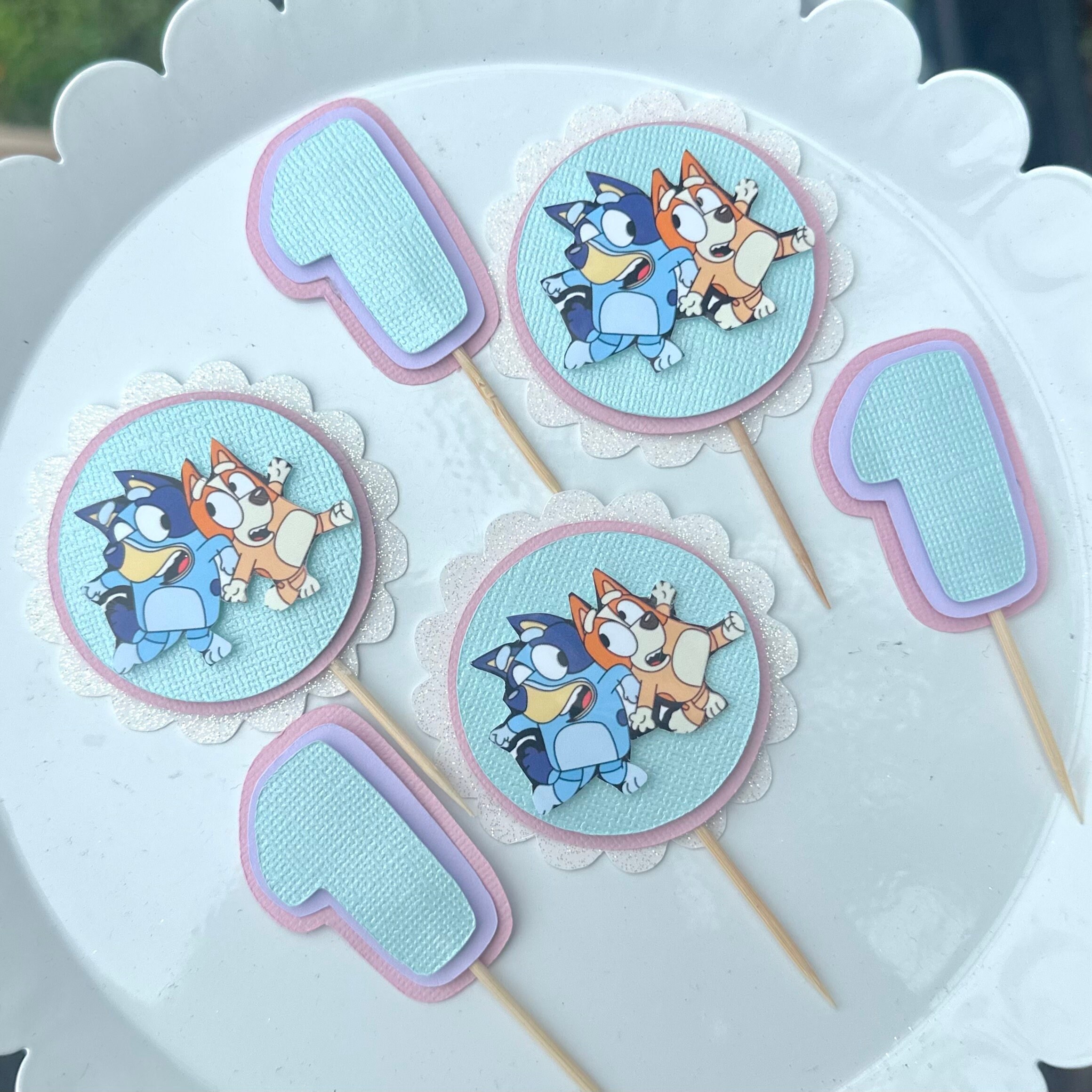 Bluey Cupcake Toppers, Bluey and Bingo Theme Toppers for Birthday ...