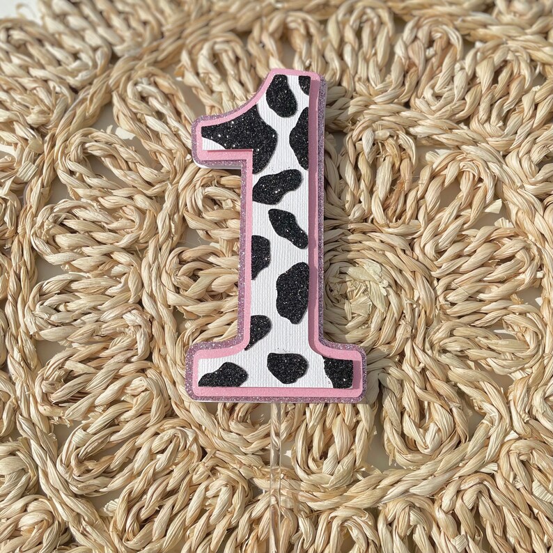 Custom 3d Number One Cow Print Cake Topper for Birthday Color - Etsy