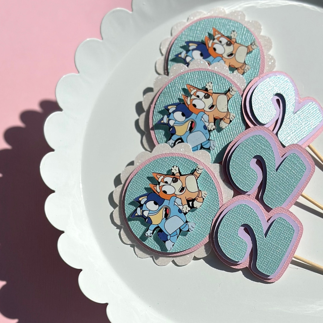 Bluey Cupcake Toppers Bluey and Bingo Theme Toppers for - Etsy