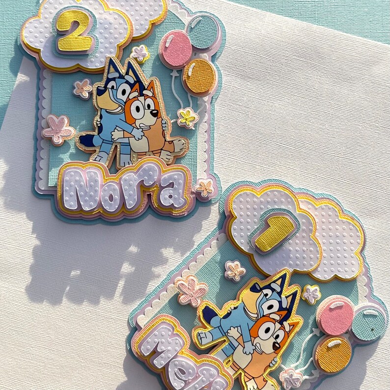 Bluey Theme Cake Topper Bluey y bingo topper Bluey 3d para - Etsy México