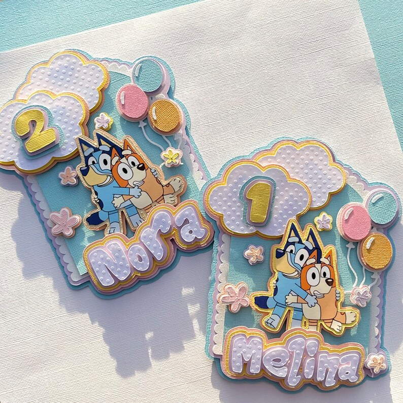 Bluey Theme Cake Topper Bluey and Bingo 3d Bluey Topper for - Etsy