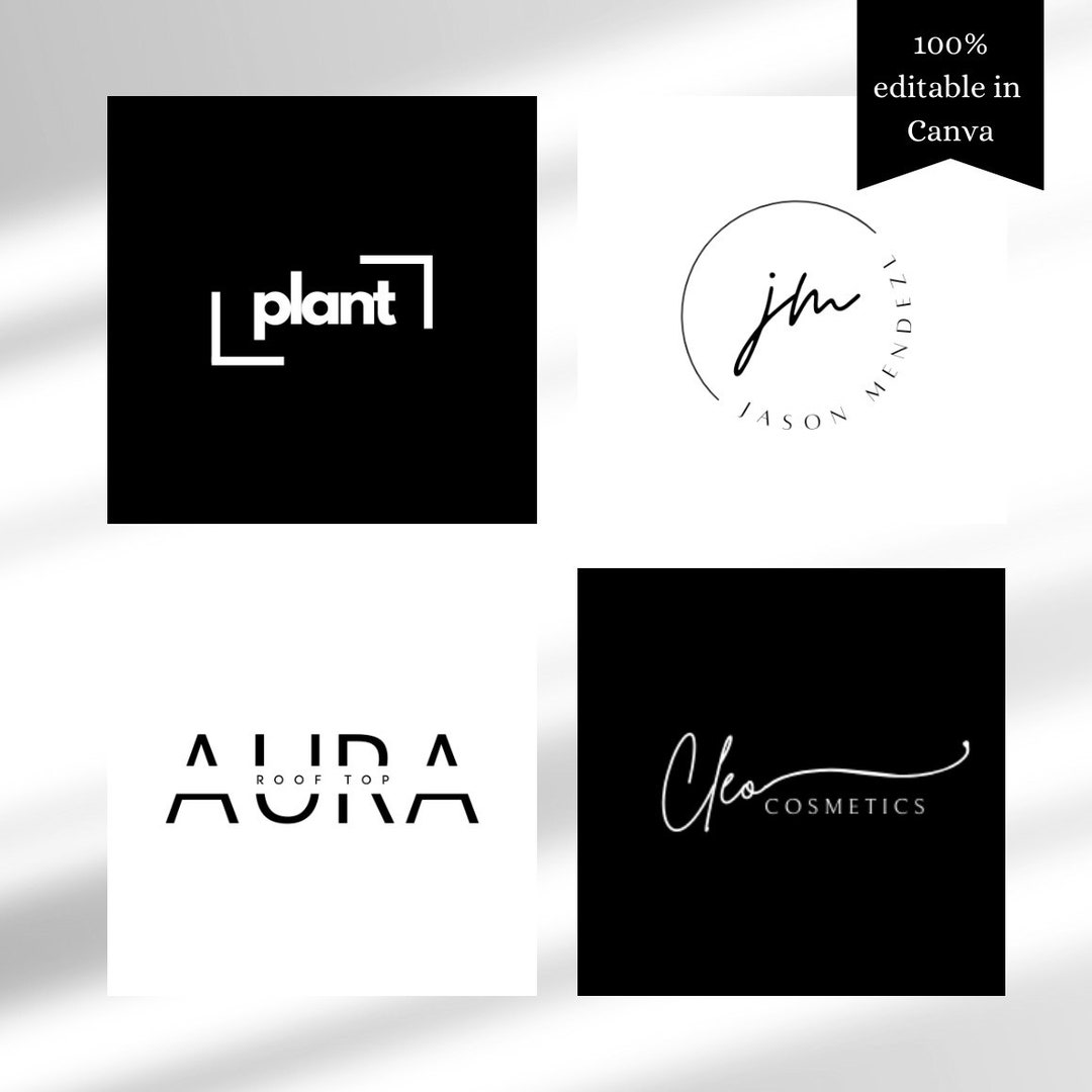 10 Editable Logo Design Template Black Canva Business Logo White ...