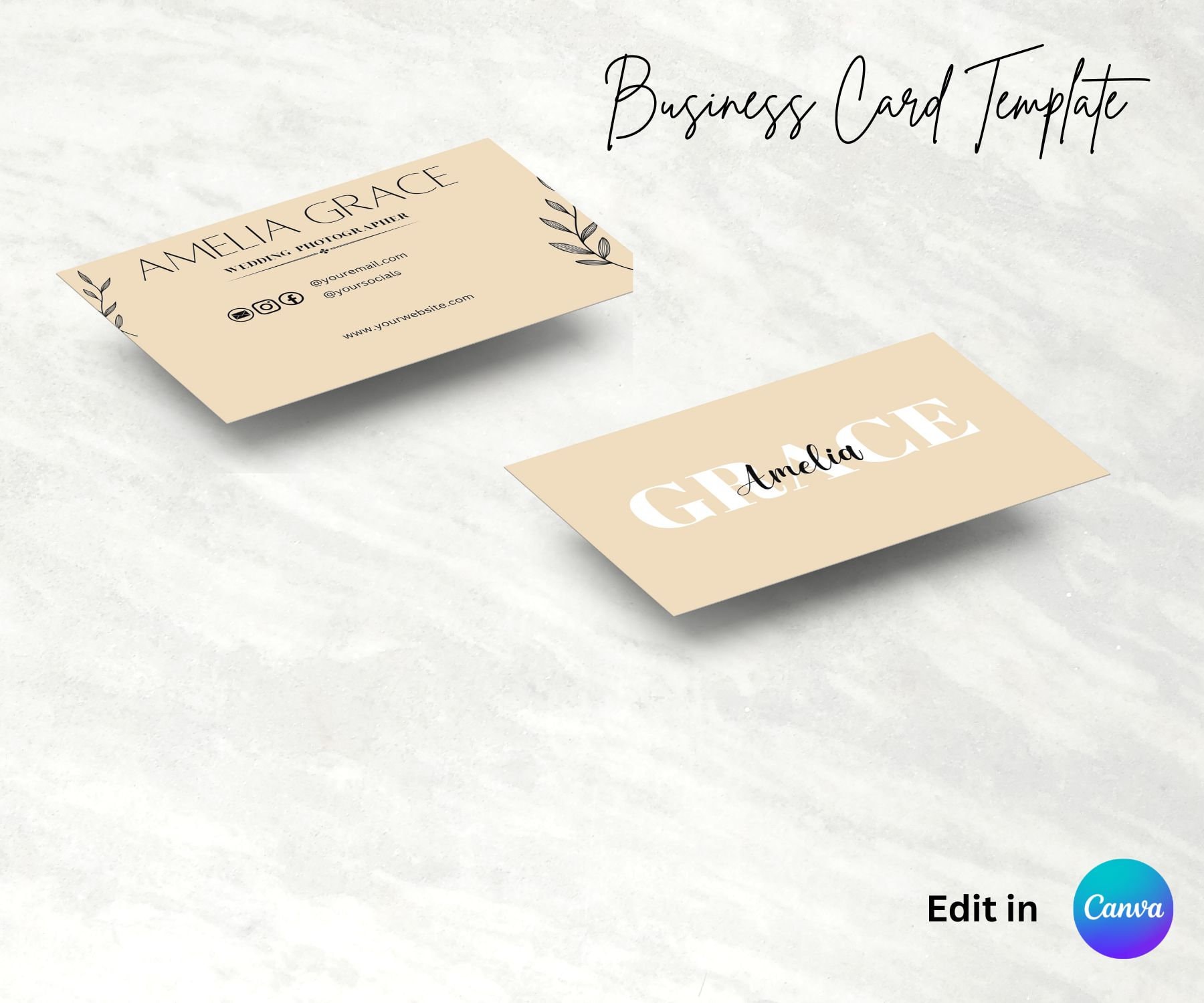 Simple Custom Business Card Template - Etsy