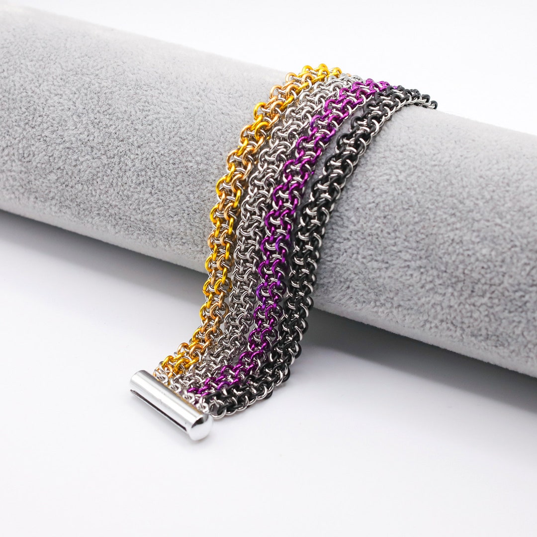 Chain Maille Vipera Berus Weave Non-binary Pride Bracelet Handmade - Etsy