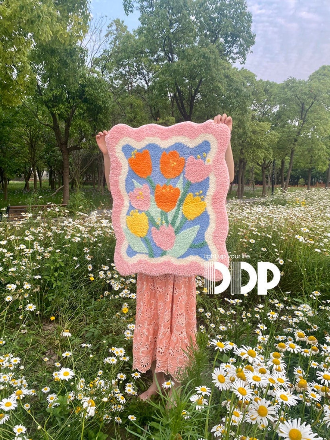 Handmade Tufted Shed Resistant Tulip Flower Area Rug 2531, Door Mat ...