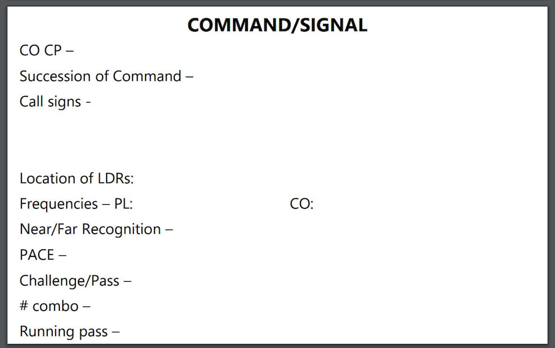 OPORD Shell, OPORD, Operations Order, OPORD Army, Rotc Opord Shell - Etsy