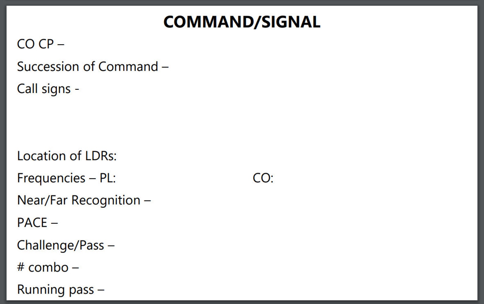 OPORD Shell, OPORD, Operations Order, OPORD Army, Rotc Opord Shell - Etsy
