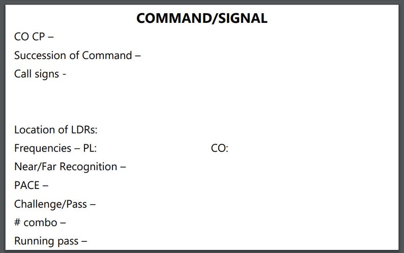 OPORD Shell, OPORD, Operations Order, OPORD Army, Rotc Opord Shell - Etsy
