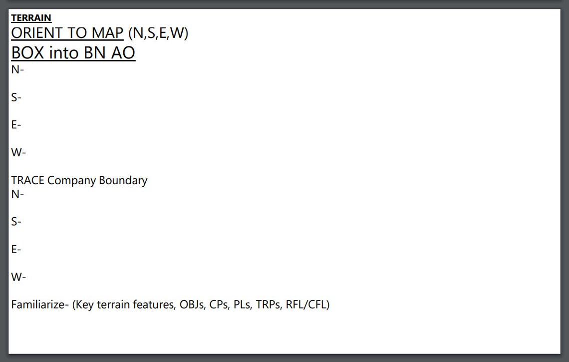 OPORD Shell, OPORD, Operations Order, OPORD Army, Rotc Opord Shell - Etsy