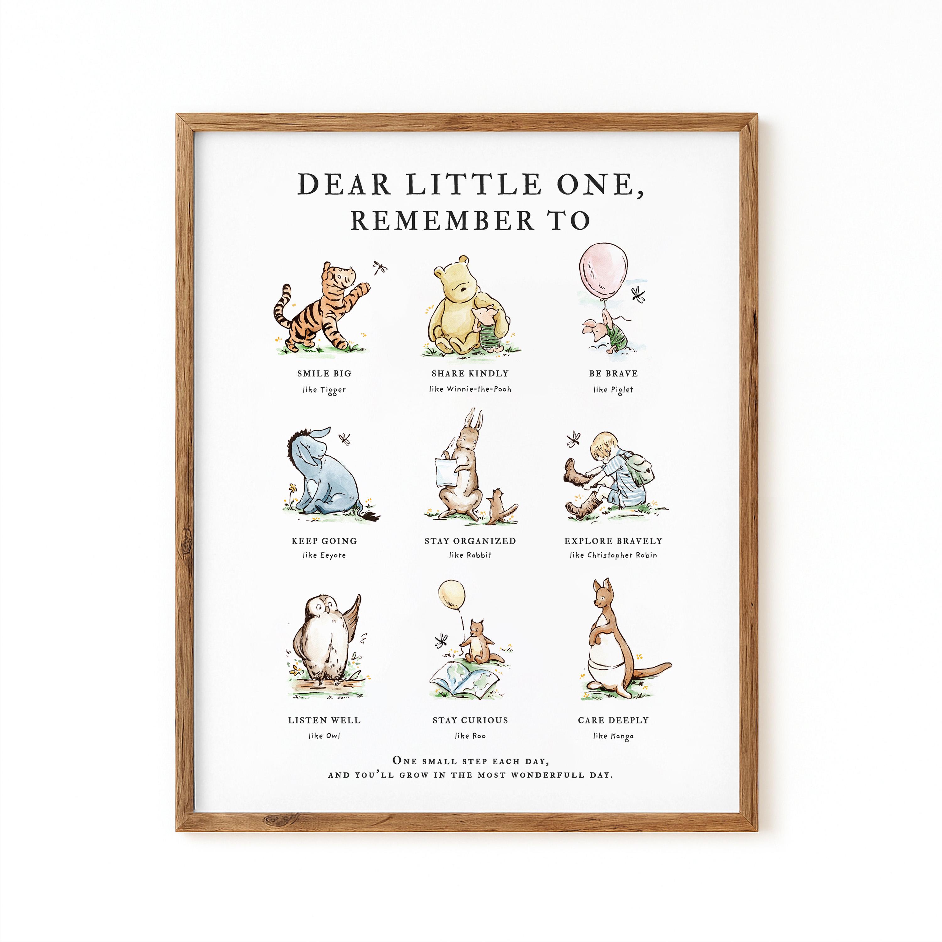 Dear Little One, Winnie the Pooh Nursery Wall Art, Vintage Pooh Baby ...