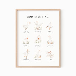 God Says I Am Silly Goose Poster, Affirmation Wall Art for Kids, Bible ...