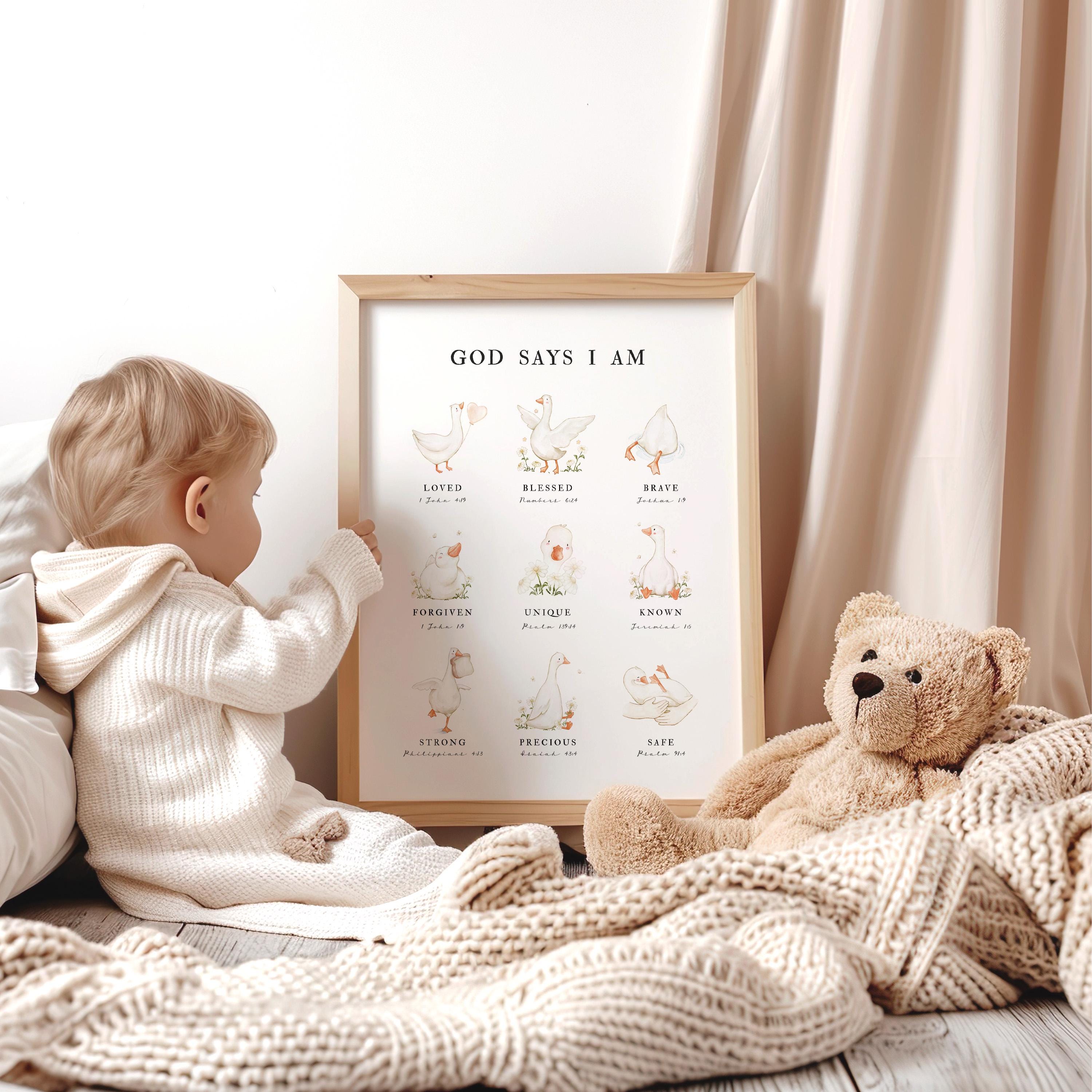 God Says I Am, Silly Goose Poster, Affirmation Wall Art for Kids, Bible ...