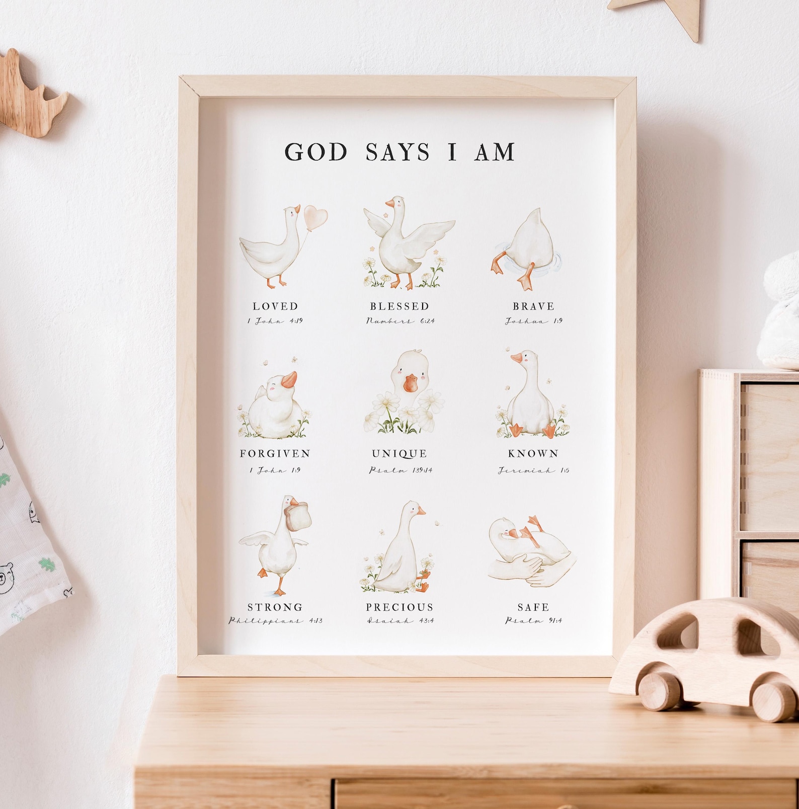 God Says I Am, Silly Goose Poster, Affirmation Wall Art for Kids, Bible ...