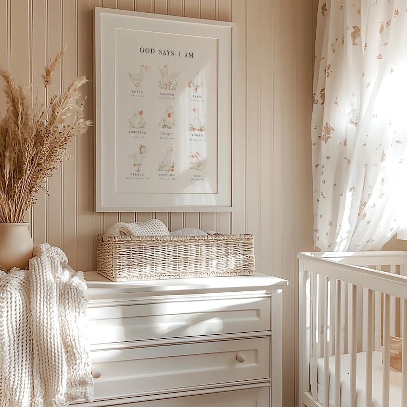 God Says I Am, Silly Goose Poster, Affirmation Wall Art for Kids, Bible ...