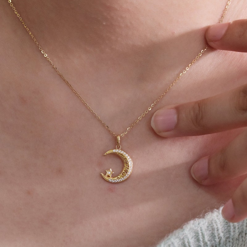 Gold Moon Necklace - Etsy