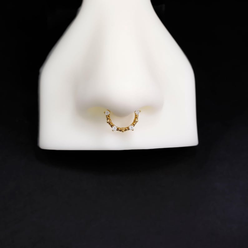 Dainty Cubic Zirconia Daith Septum Clicker, 925 Sterling Silver Nose ...