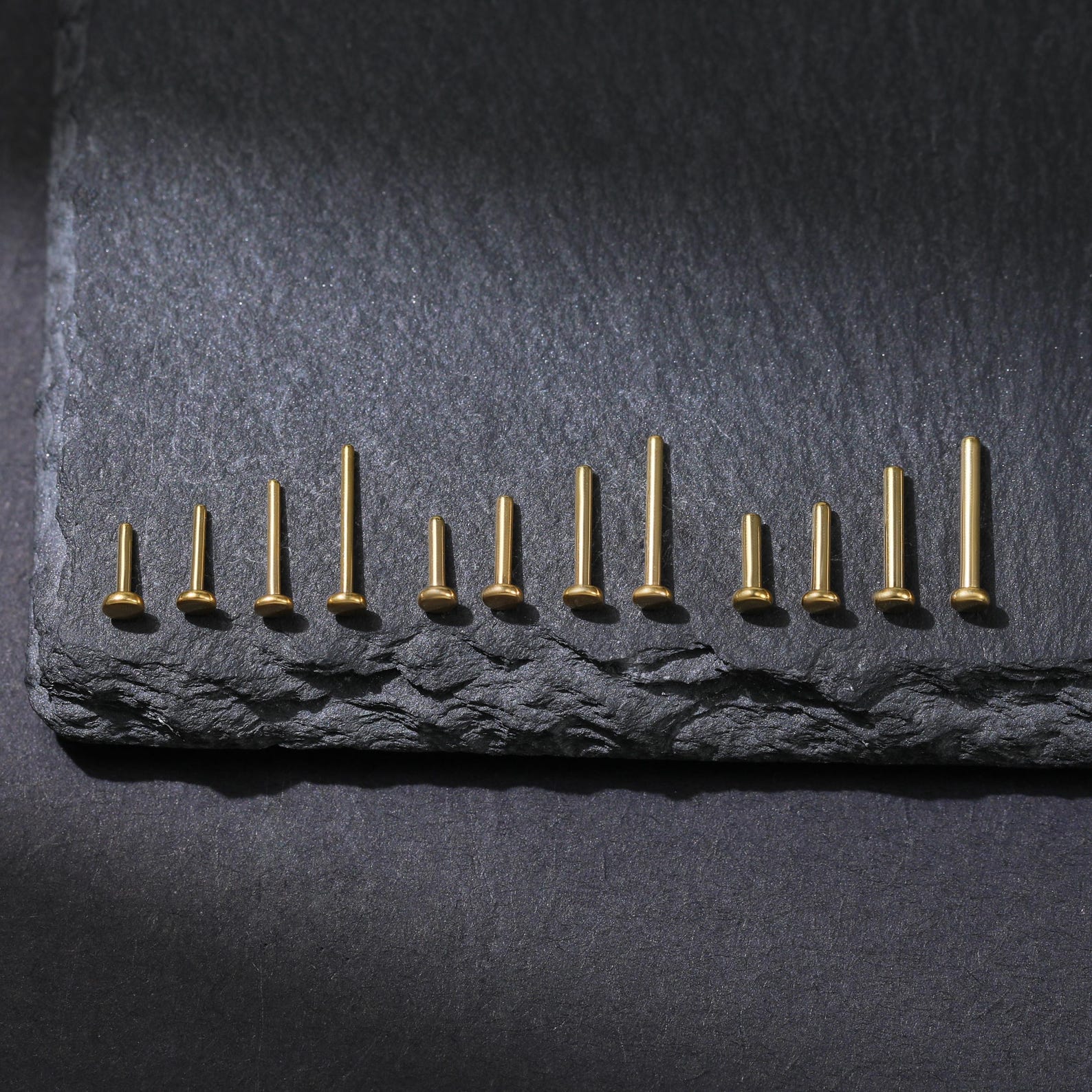 14K Gold Plated Push Pin Flat Back, Titanium Threadless Push Pin, 16G ...