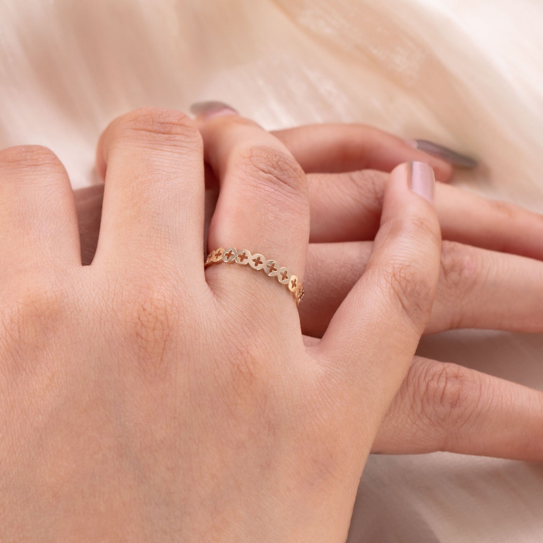 14K Solid Gold Tiny Cross Statement Ring ,14k Solid Gold Wedding Ring ...