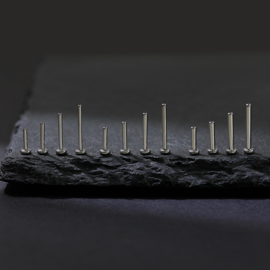 14K Gold Plated Push Pin Flat Back, Titanium Threadless Push Pin, 16G ...