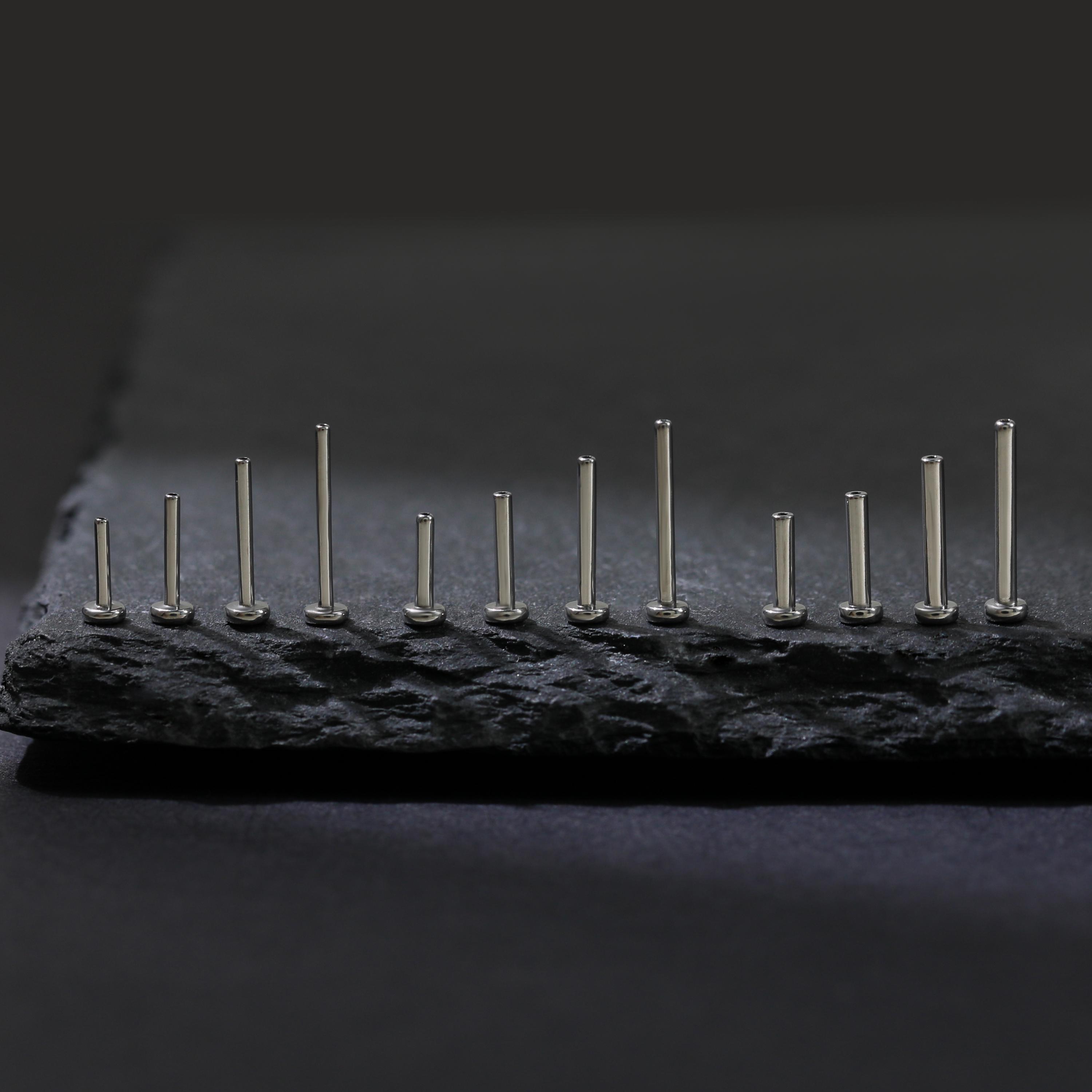 14K Gold Plated Push Pin Flat Back, Titanium Threadless Push Pin, 16G ...