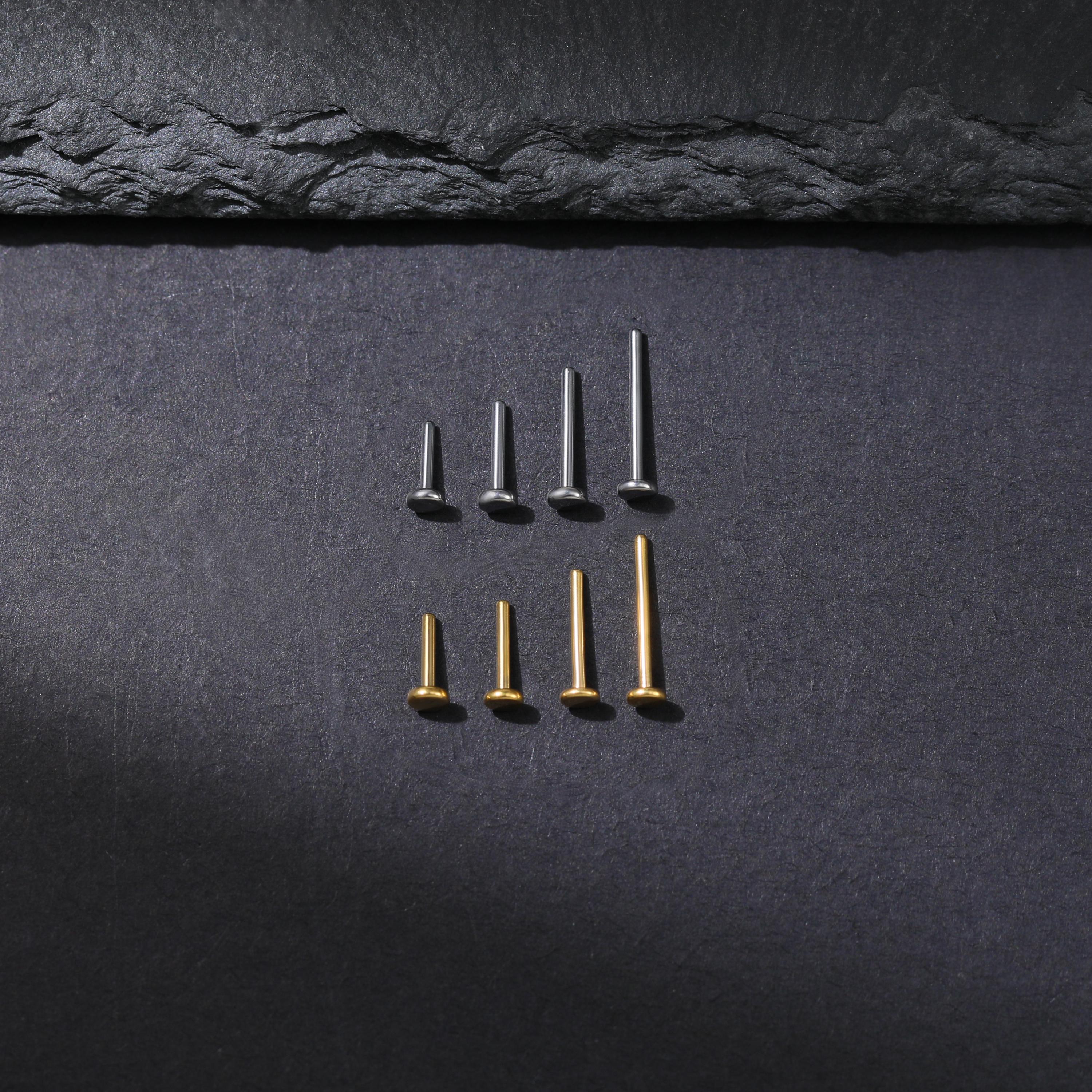 14K Gold Plated Push Pin Flat Back, Titanium Threadless Push Pin, 16G ...