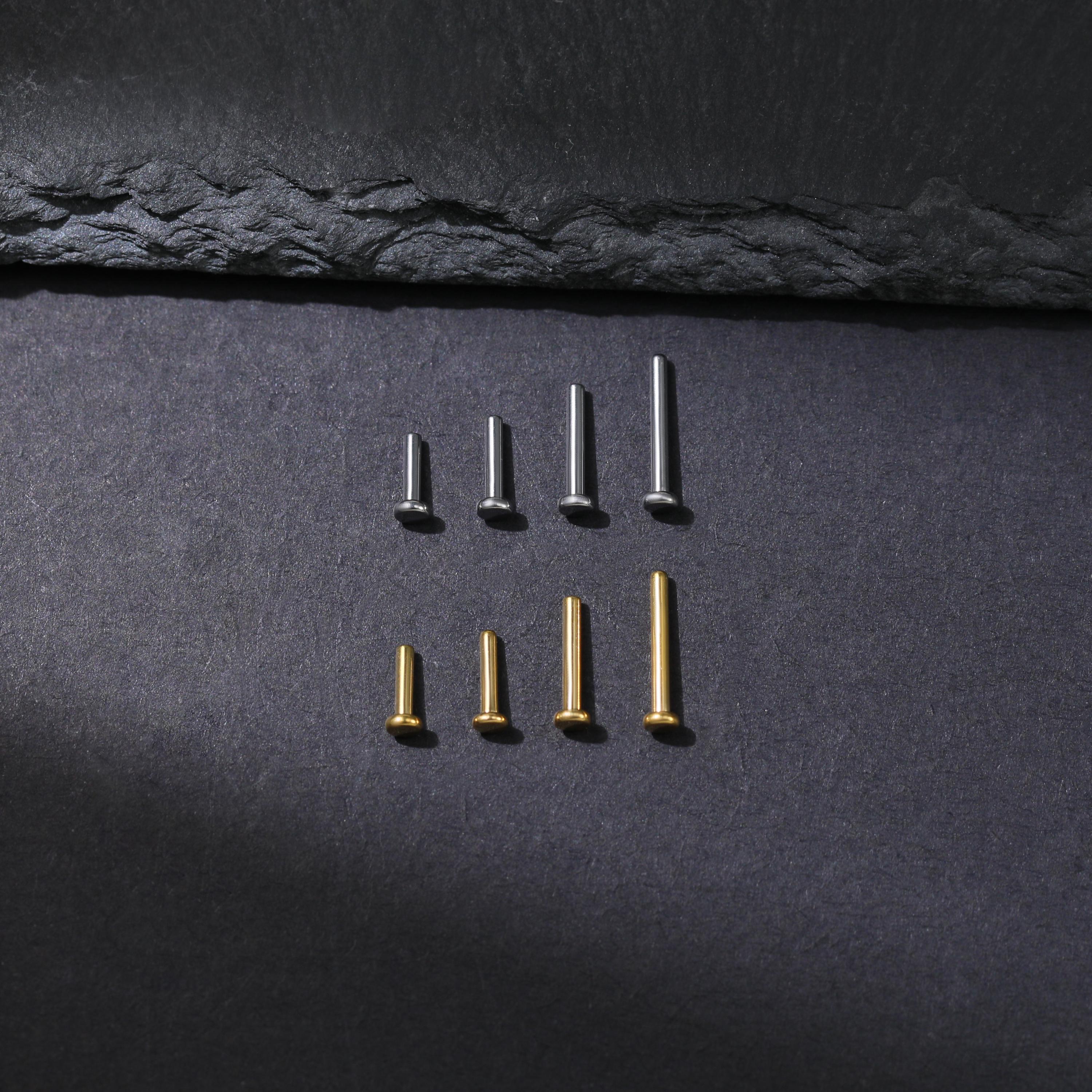 14K Gold Plated Push Pin Flat Back, Titanium Threadless Push Pin, 16G ...