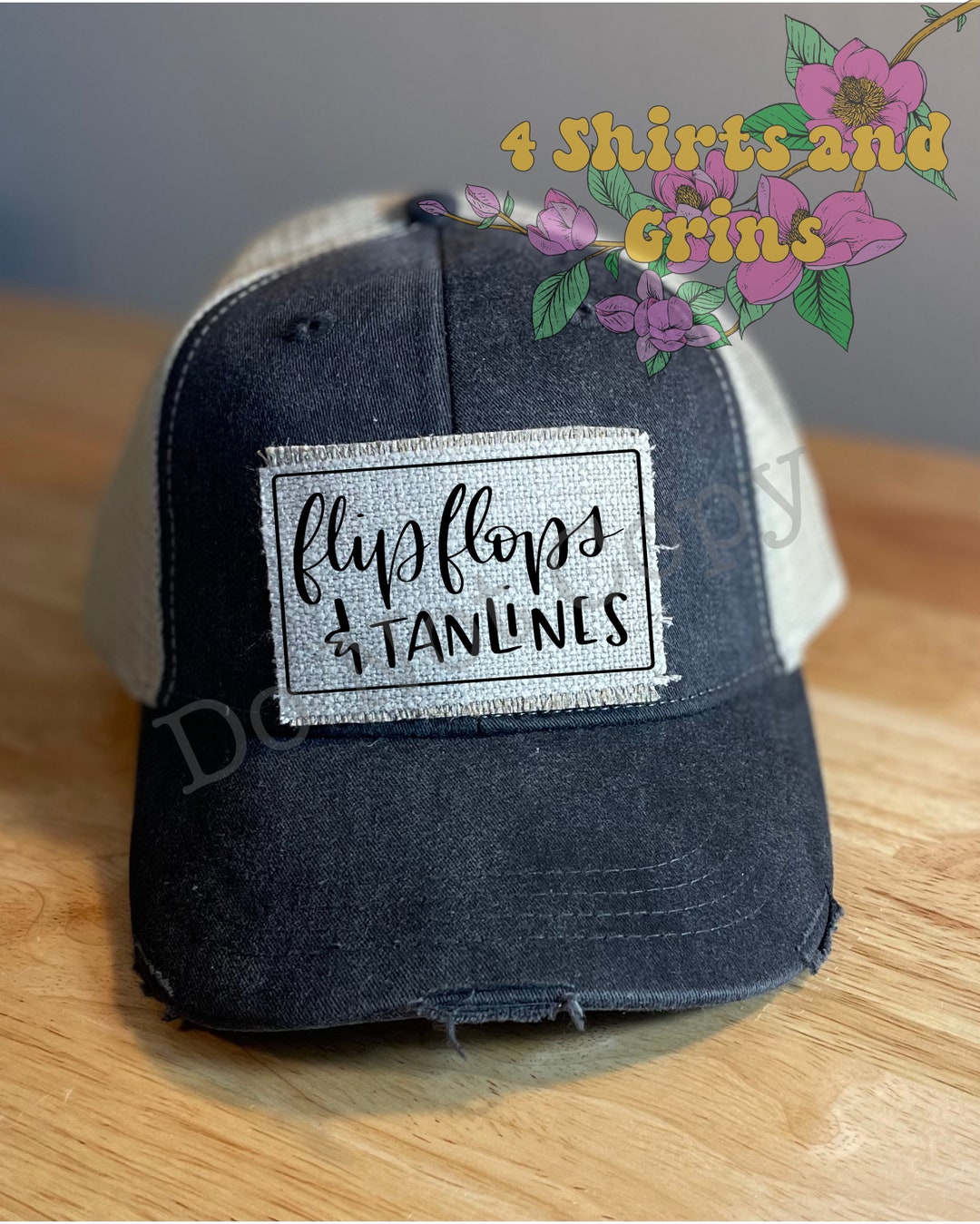Flip Flops & Tan Lines Trucker Hat | Distressed Hat | Patch Hat | Ball ...