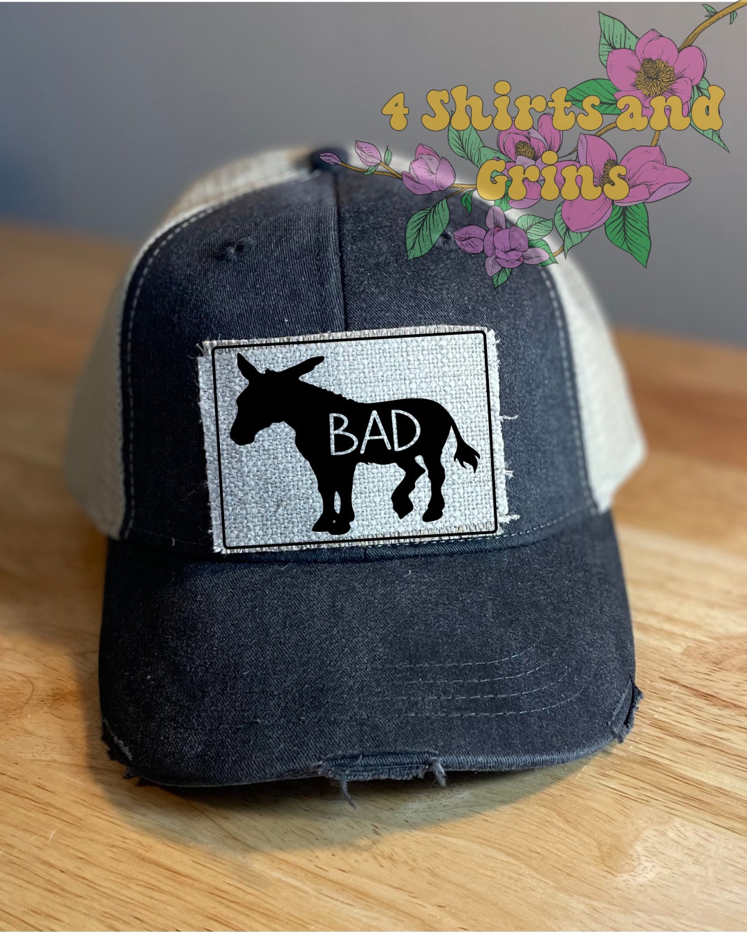 Vintage Distressed Trucker Hat | "bad Ass" Donkey Patch - Etsy