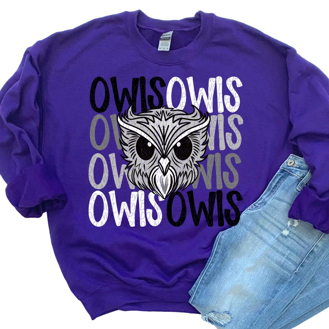 Owls Mascot School Spirit T-shirt Crewneck Sweatshirt Youth Adult ...