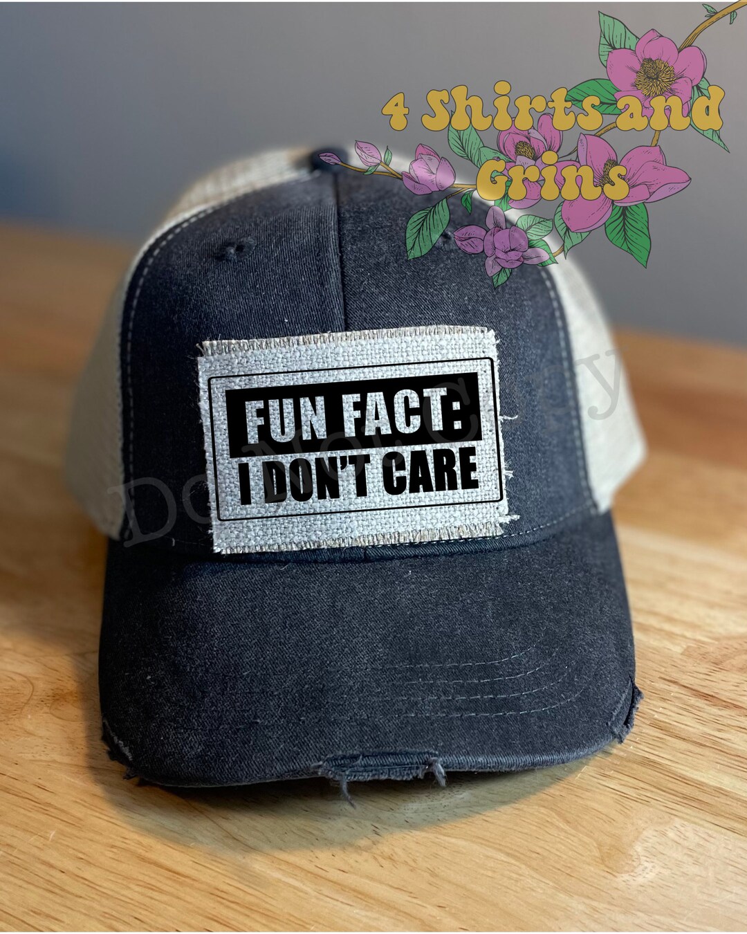 Fun Fact: I Don't Care Trucker Hat | Distressed Hat | Patch Hat | Ball ...