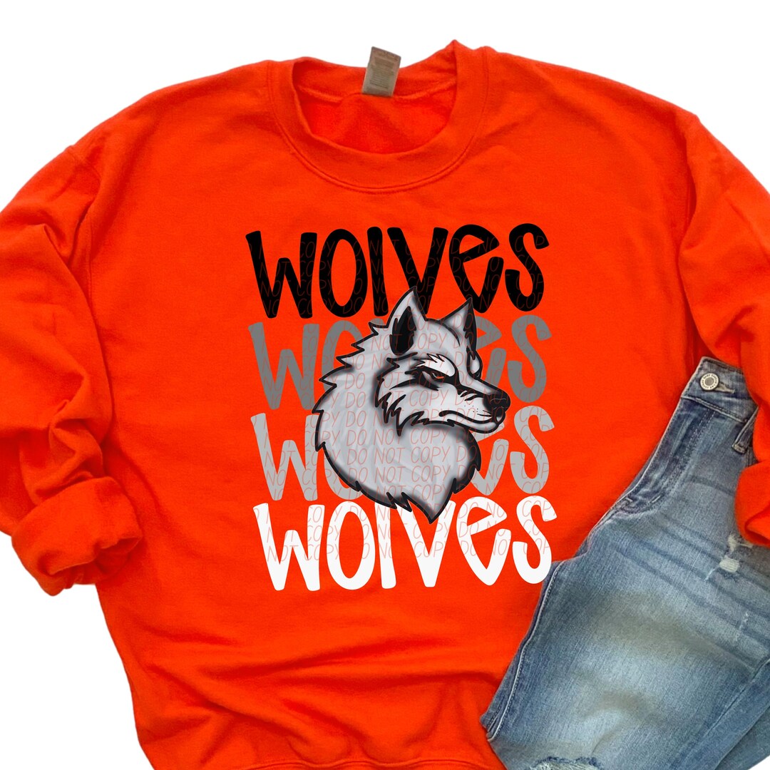 Wolves Mascot School Spirit T-shirt Crewneck Sweatshirt Youth Adult ...