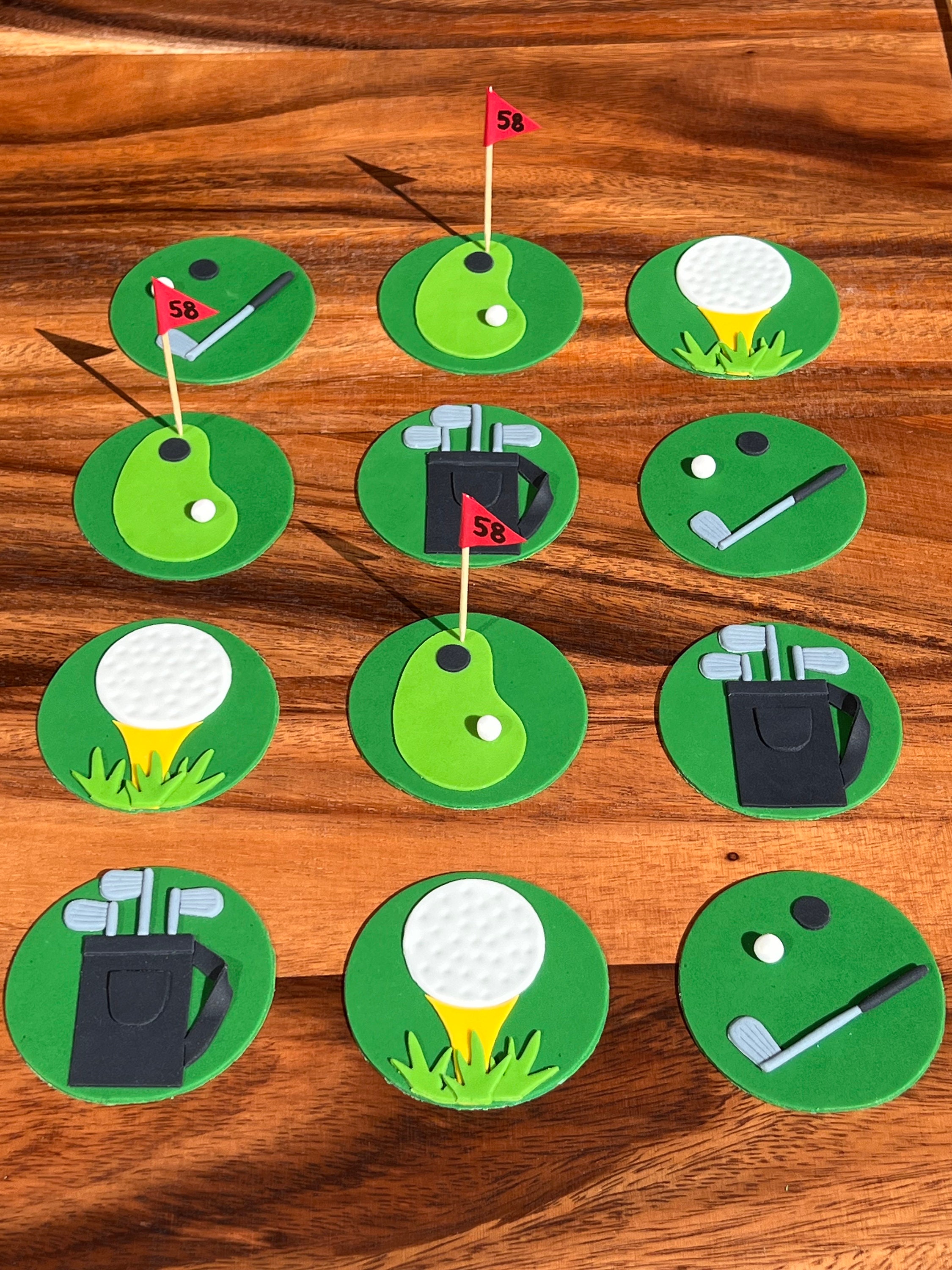 Golf-themed Fondant Cupcake Toppers - Etsy