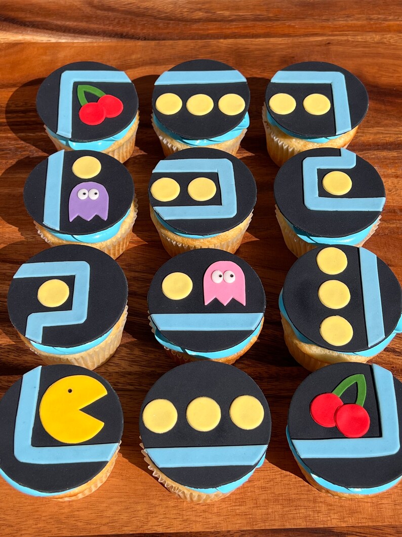 Pac-man Fondant Cupcake Toppers - Etsy