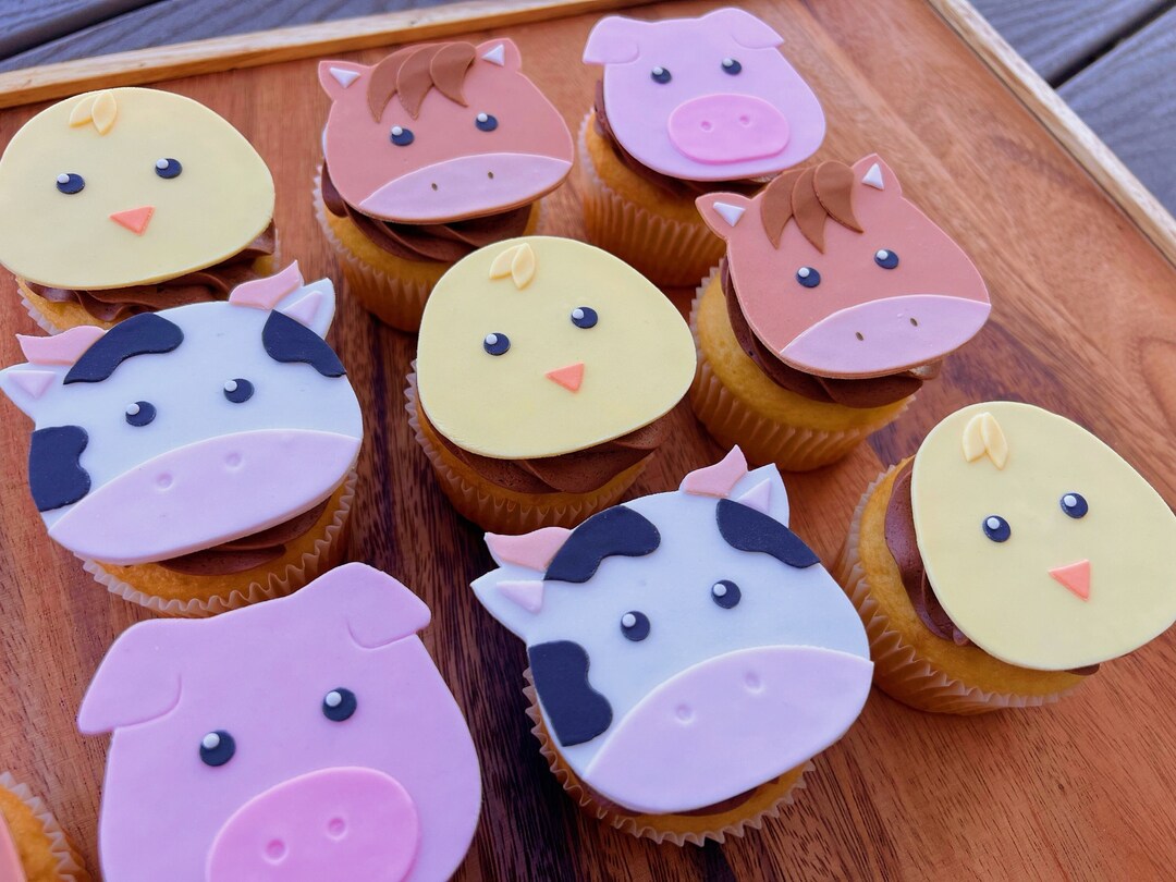 Farm Animal Fondant Cupcake Toppers - Etsy