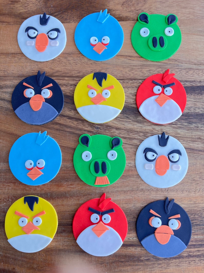 Angry Birds Fondant Cupcake Toppers - Etsy