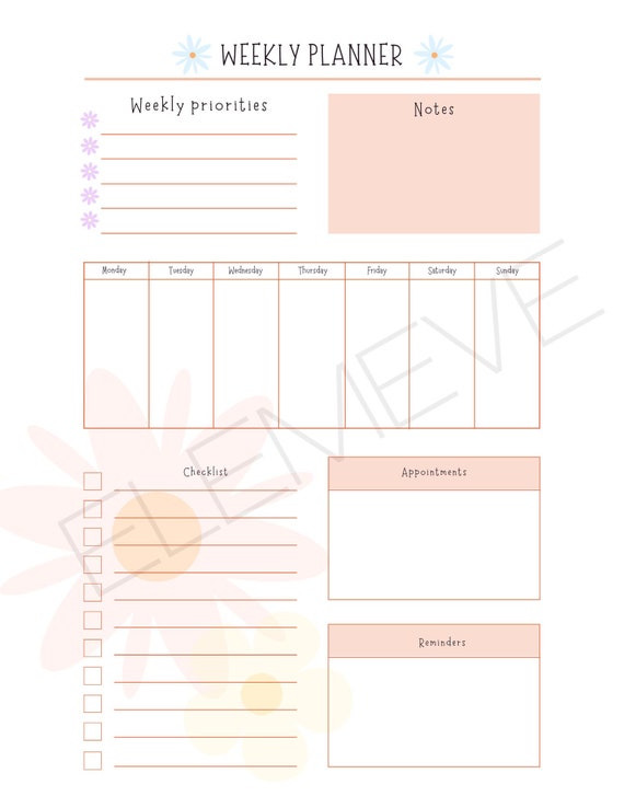 FLORAL DAILY PLANNER to Do List Productivity Day Planner - Etsy