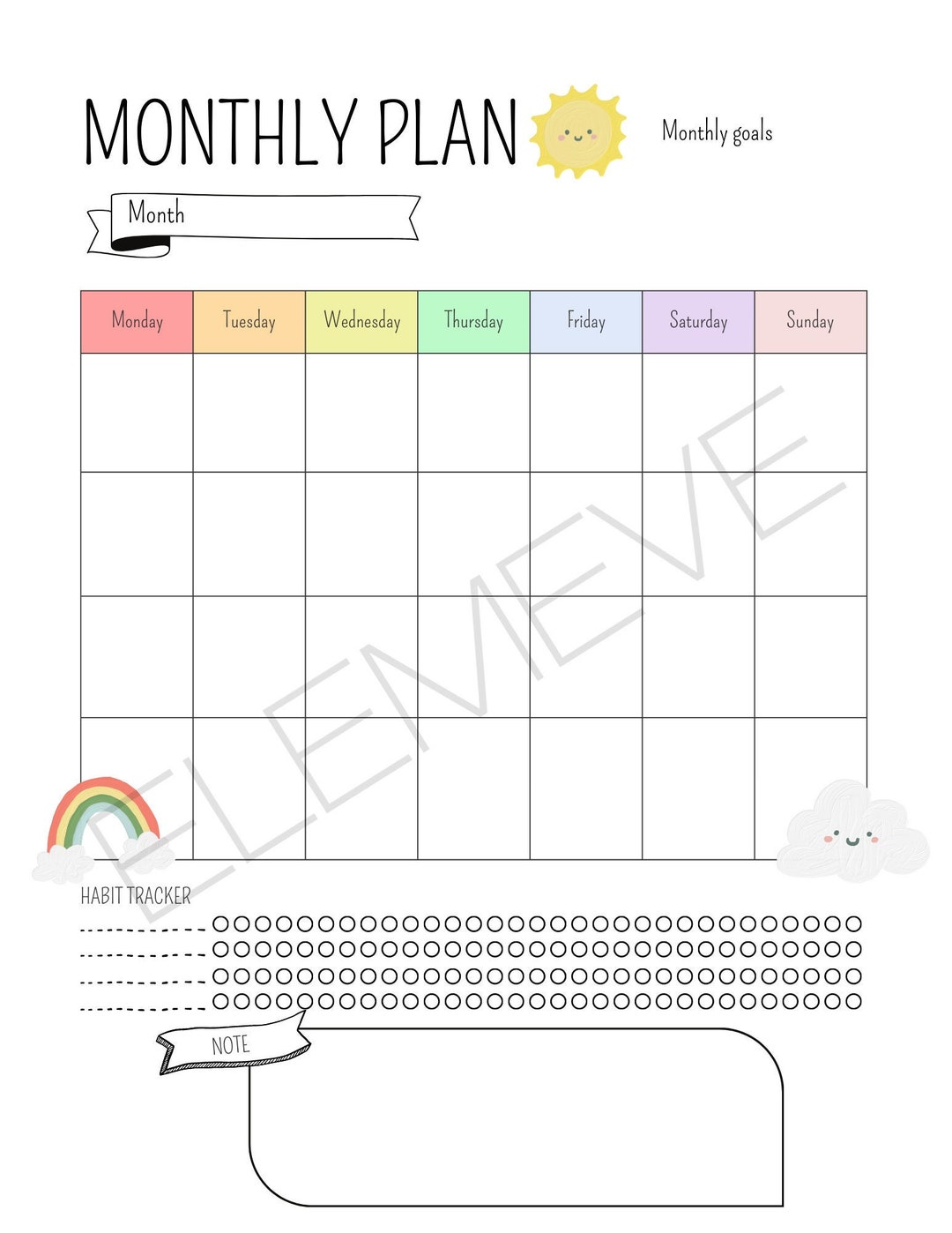 DAILY MONTHLY PLANNER | to Do List | Printable Productivity Day Planner ...
