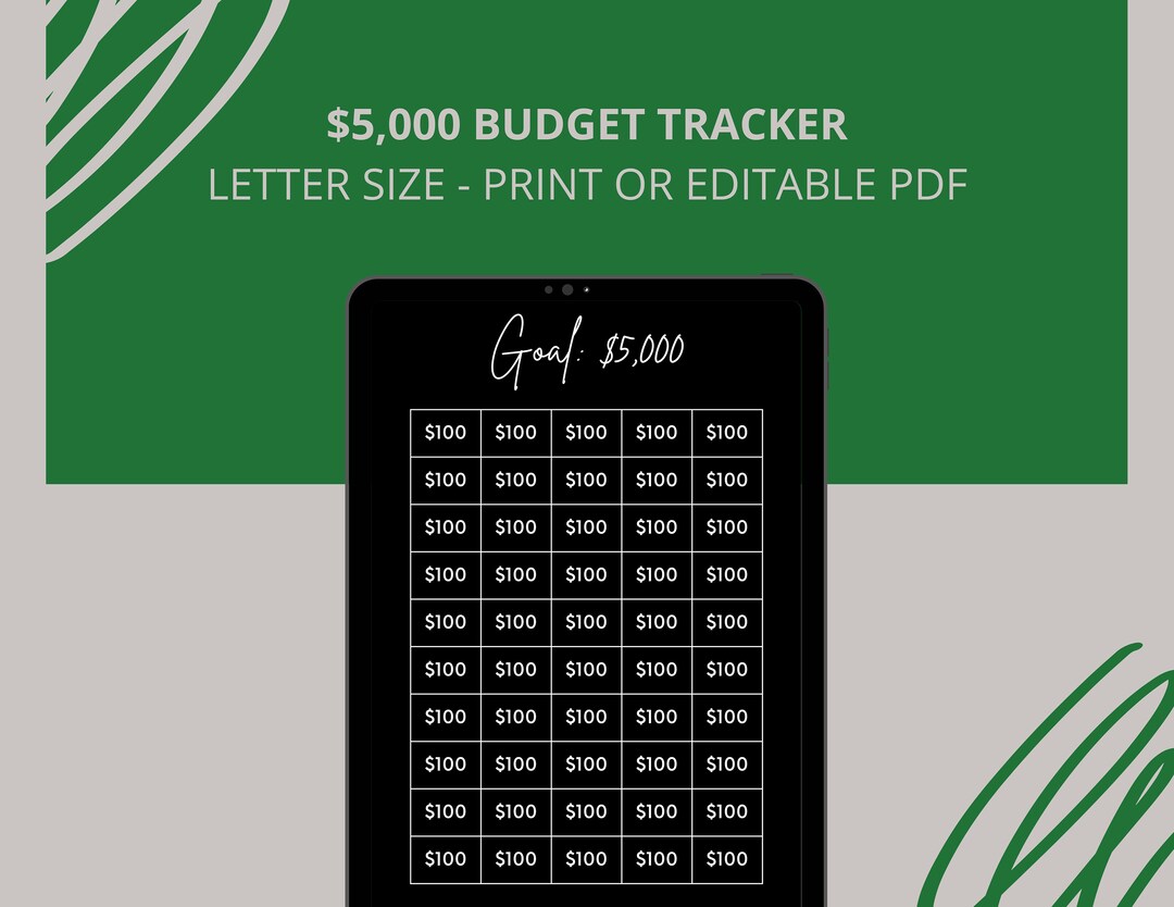 5,000 Budget Tracker - FIVE Thousand Minimalist Budget Tracking ...
