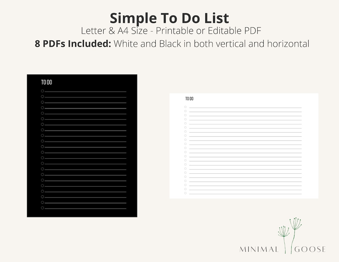 Minimalist to Do List, Printable to Do List, App to Do List, Goodnotes ...