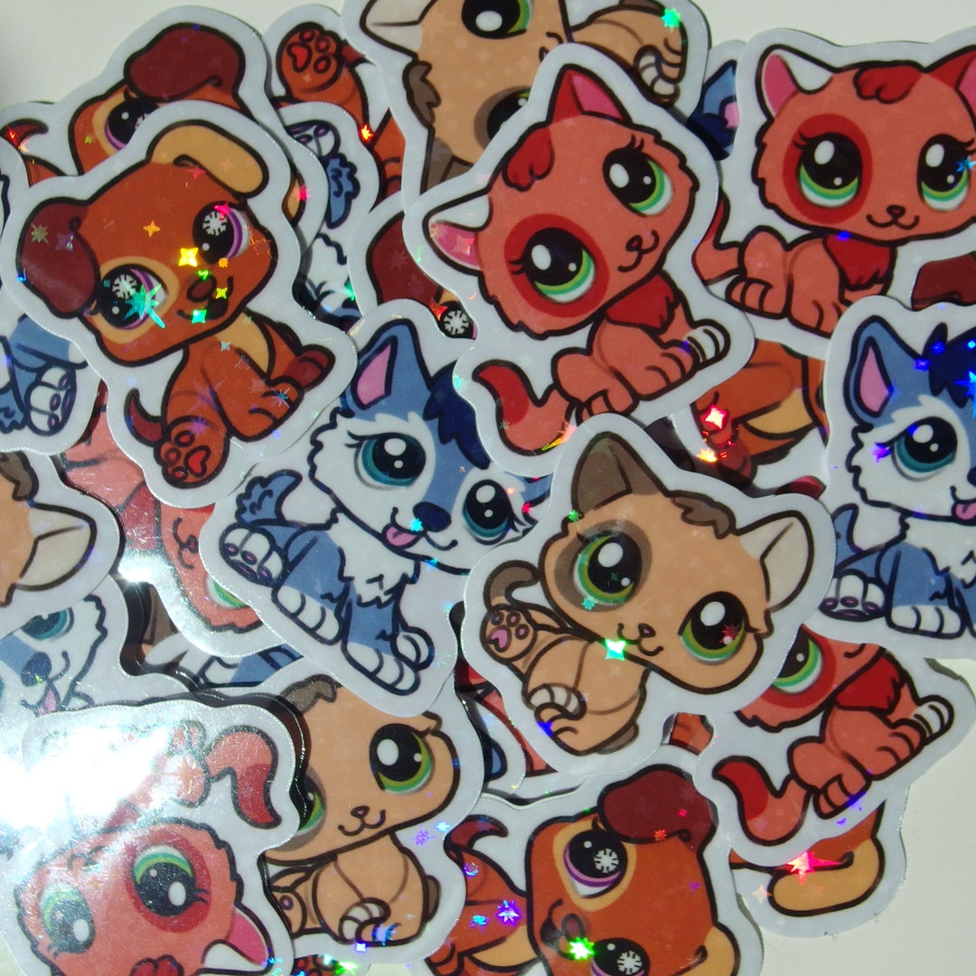 Littlest Pet Shop Holographic 1.5in Vinyl Sticker Babies Puppies and ...