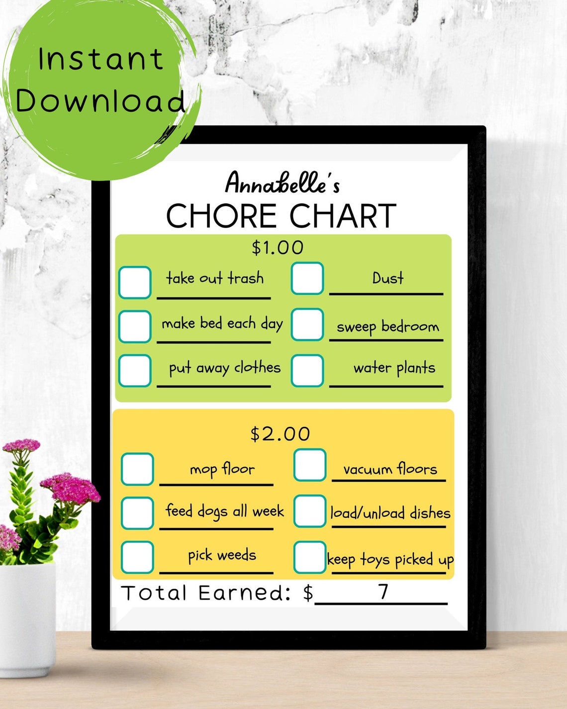 Editable Chore Chart Template - Etsy Canada