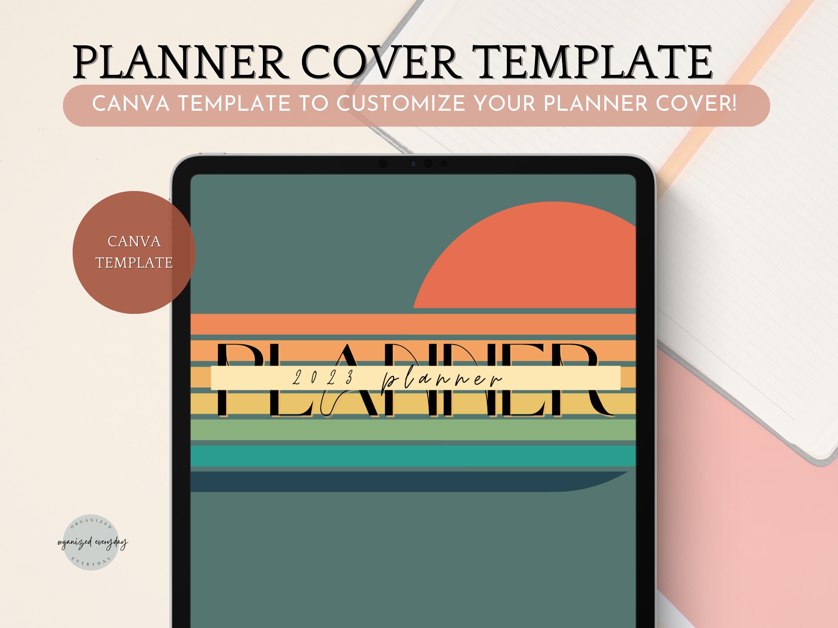 Digital Planner Cover Template Canva Template Instant Download Retro ...