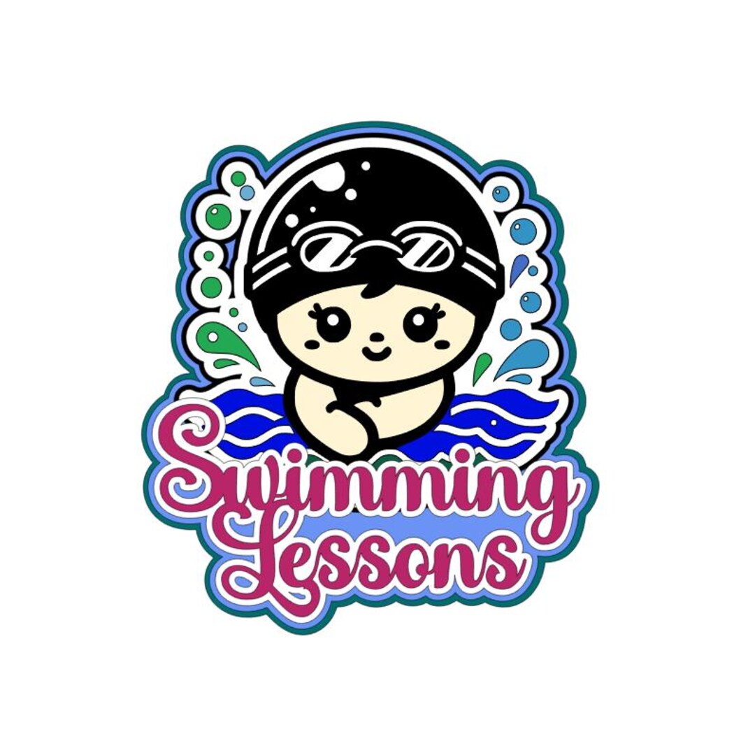 Swimming Lessons .svg .png Scrapbook Title Digital Download Cutting ...